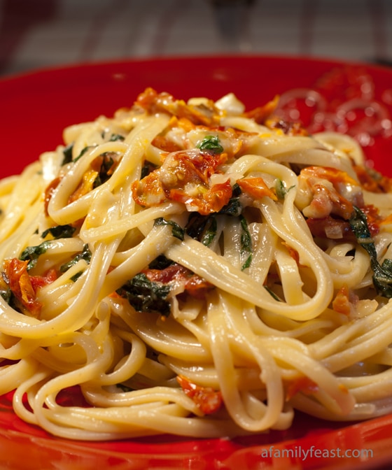 Linguine with Sun Dried Tomatoes and Brie