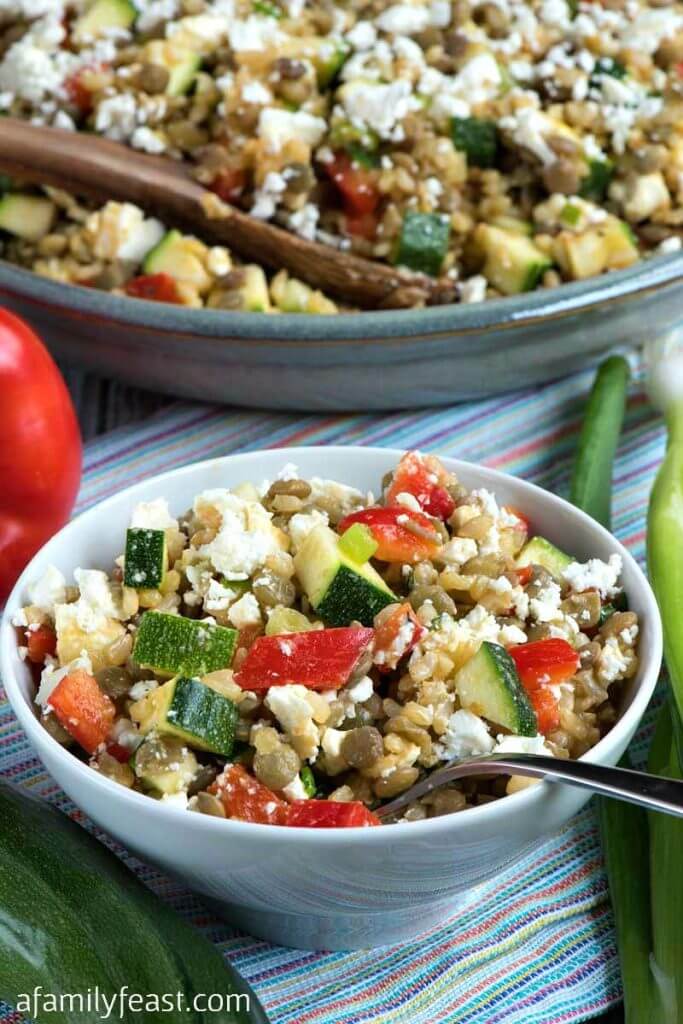 Lentils with Brown Rice and Feta