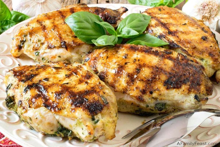 Grilled Basil Garlic Chicken Breasts - A Family Feast®