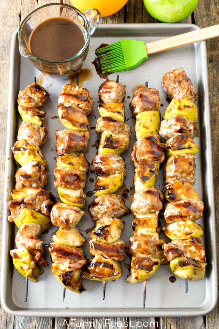 Pork and Apple Skewers With Orange Balsamic Glaze - A Family Feast®