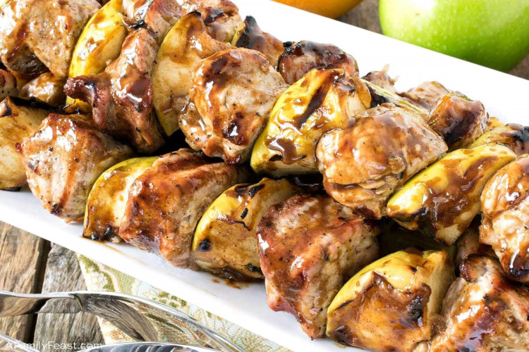 Pork and Apple Skewers With Orange Balsamic Glaze - A Family Feast®