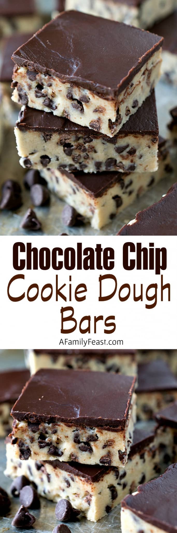 Chocolate Chip Cookie Dough Bars - A Family Feast®
