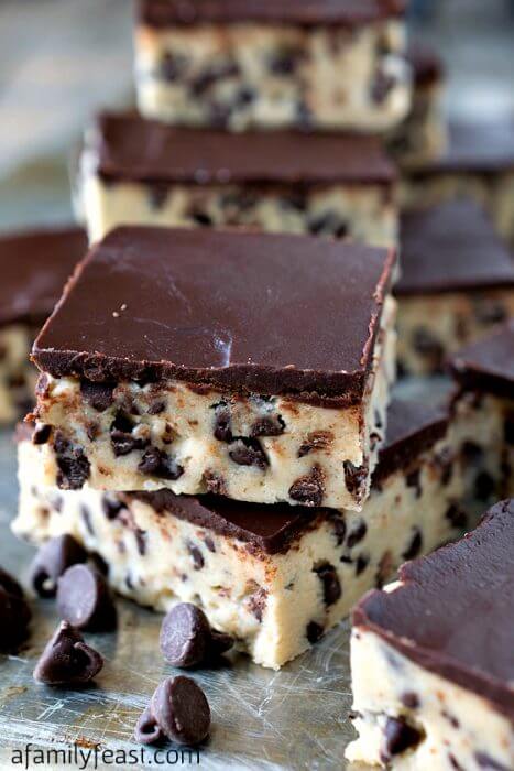 Chocolate Chip Cookie Dough Bars - A Family Feast®
