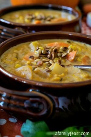 Pumpkin Corn Chowder - A Family Feast®