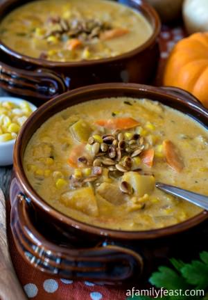 Pumpkin Corn Chowder - A Family Feast®