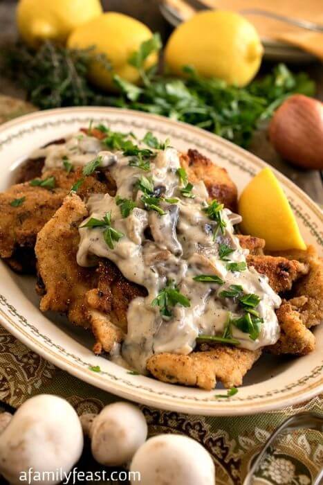 Chicken Escalope with Mushroom Sauce - A Family Feast®
