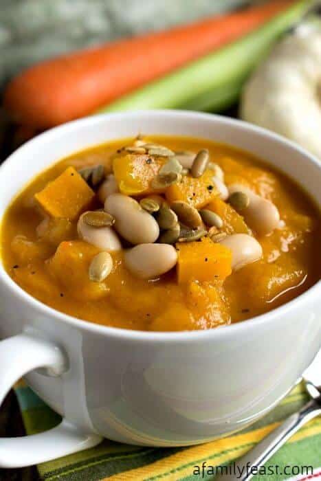 Blue Hubbard Squash and White Bean Soup - A Family Feast®