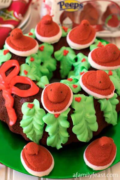 Red Velvet PEEPS® Holiday Wreath Cake - A Family Feast®