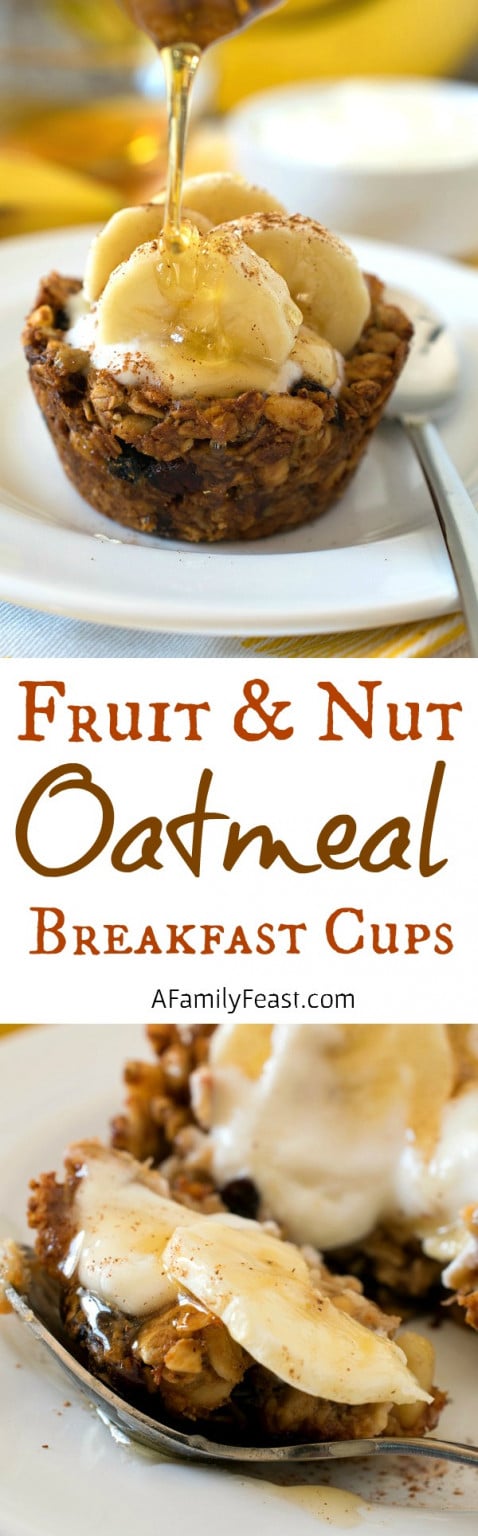 Fruit and Nut Oatmeal Breakfast Cups - A Family Feast®