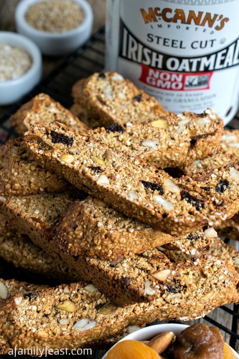 Steel Cut Oats Breakfast Biscotti - A Family Feast®