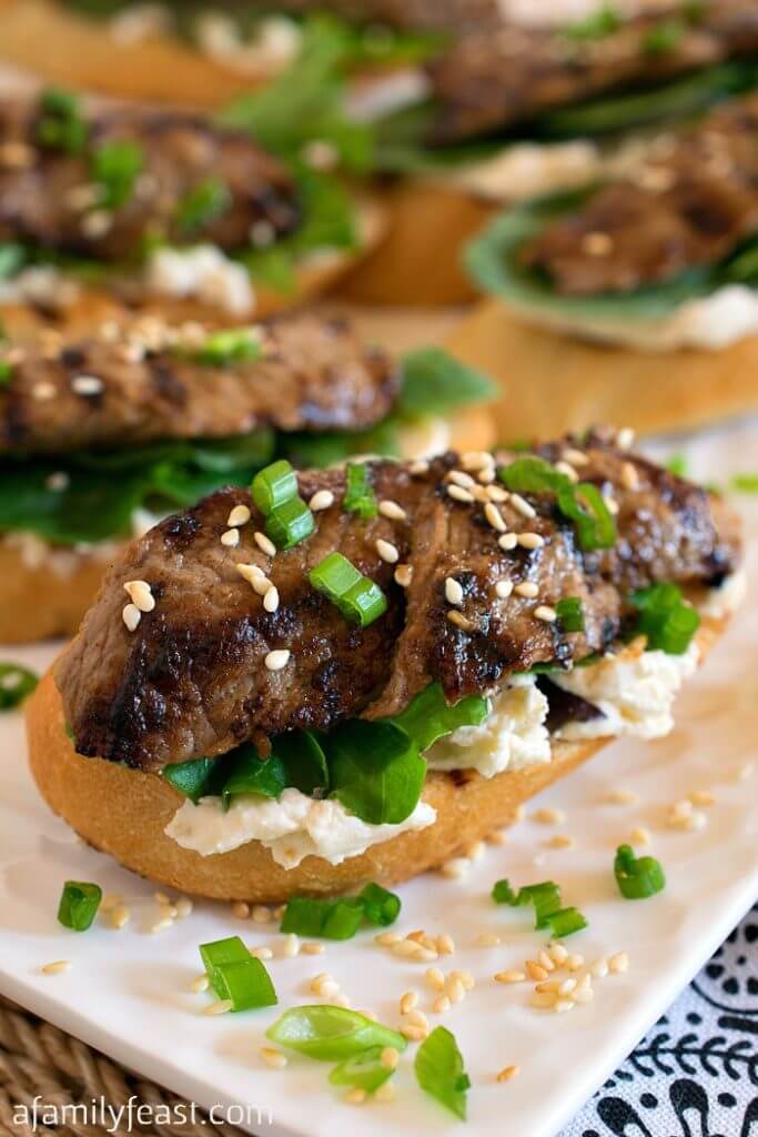 Black Garlic Bulgogi Beef Crostini - A Family Feast®