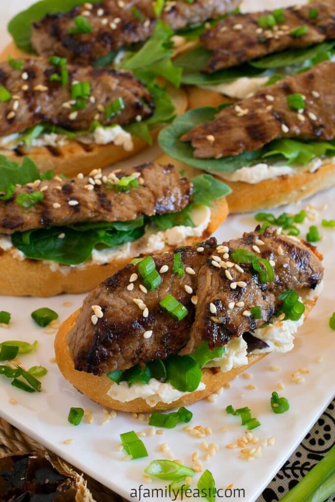 Black Garlic Bulgogi Beef Crostini - A Family Feast®