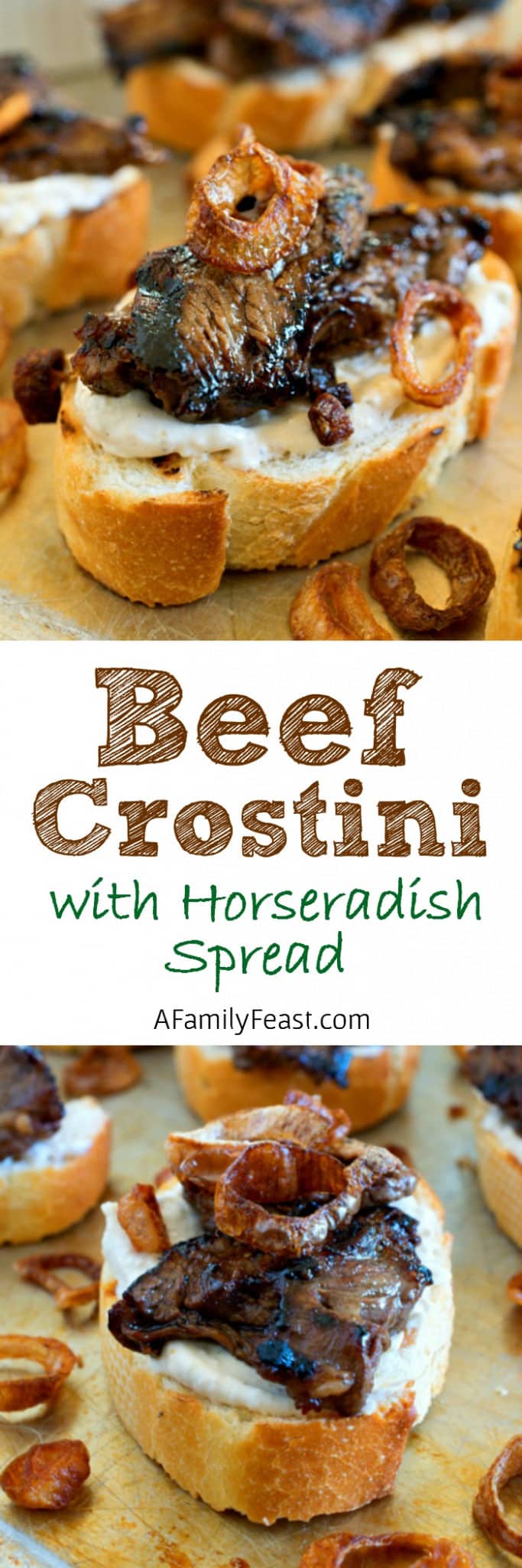 Beef Crostini with Horseradish Spread - A Family Feast®