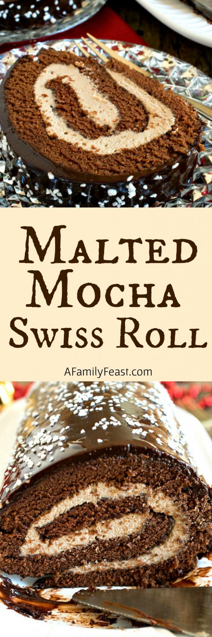 Malted Mocha Swiss Roll - A Family Feast®