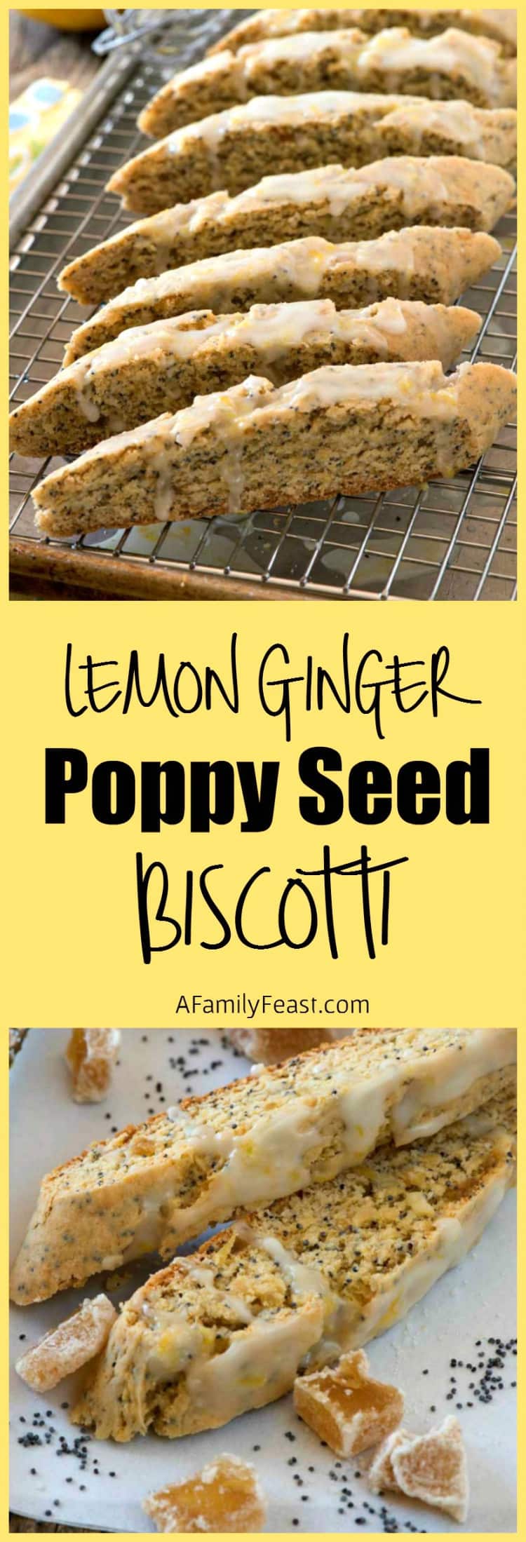 Lemon Ginger Poppy Seed Biscotti - A Family Feast®
