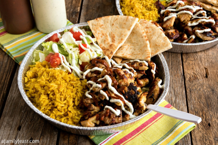 Halal Cart-Style Chicken and Rice with White Yogurt Sauce - A Family Feast®