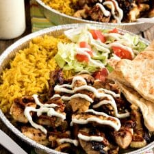 Halal Cart-Style Chicken and Rice with White Yogurt Sauce - A Family Feast®
