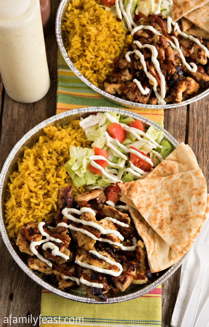 Halal Cart-Style Chicken and Rice with White Yogurt Sauce - A Family Feast®