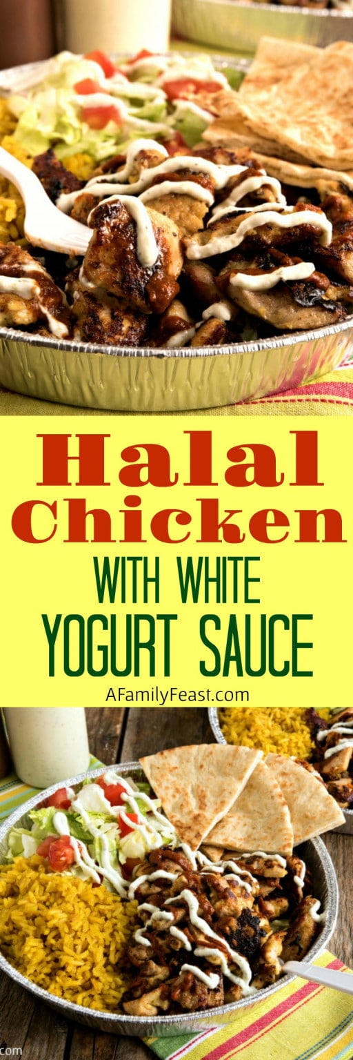 Halal Cart-Style Chicken and Rice with White Yogurt Sauce - A Family Feast®