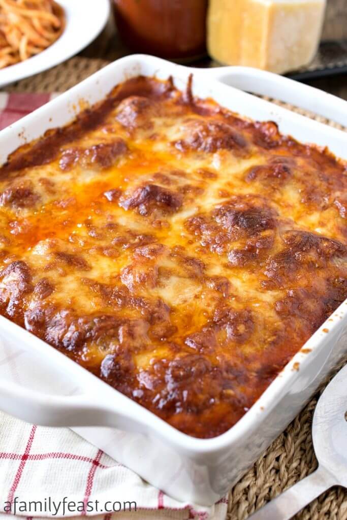 Baked Meatball Parmesan - A Family Feast®
