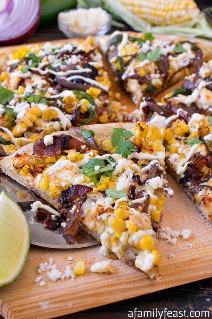 Mexican Street Corn Bacon Pizza - A Family Feast®