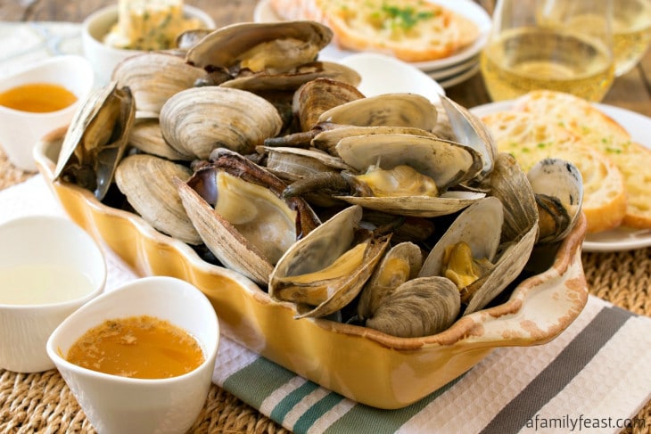 Steamers with Compound Butter and Garlic Toast - A Family Feast®