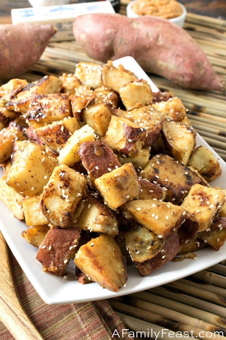 Miso Glazed Japanese Sweet Potatoes - A Family Feast®