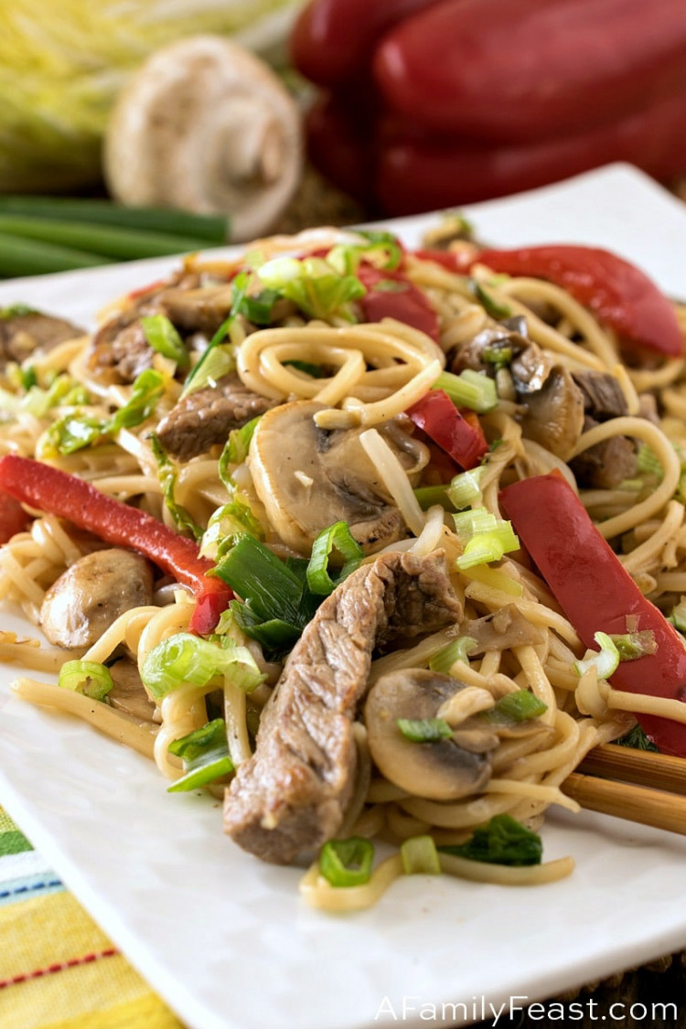 Healthier Beef Lo Mein - A Family Feast®