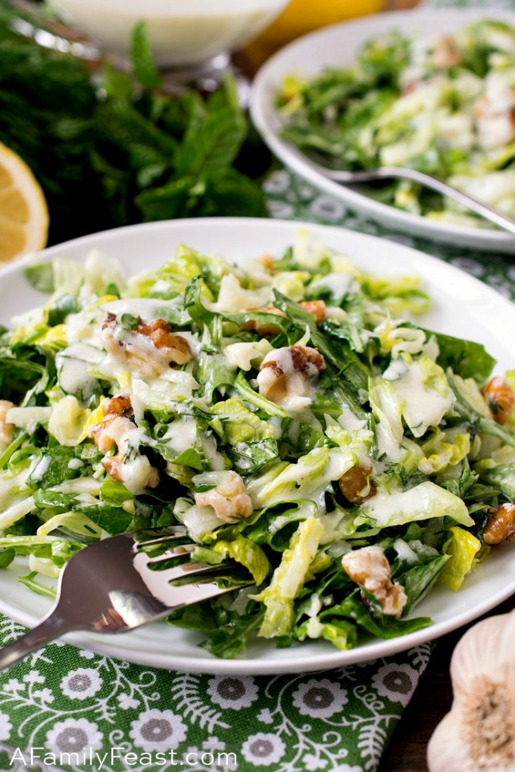 Shredded Romaine and Cucumber Salad with Yogurt Dressing - A Family Feast®