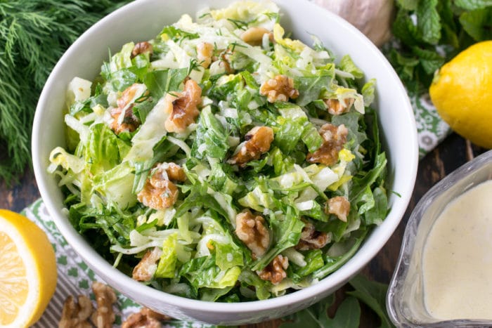 Shredded Romaine and Cucumber Salad with Yogurt Dressing - A Family Feast®