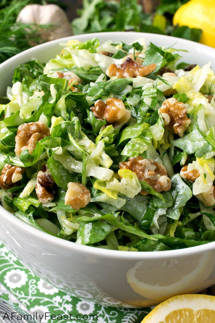 Shredded Romaine and Cucumber Salad with Yogurt Dressing - A Family Feast®