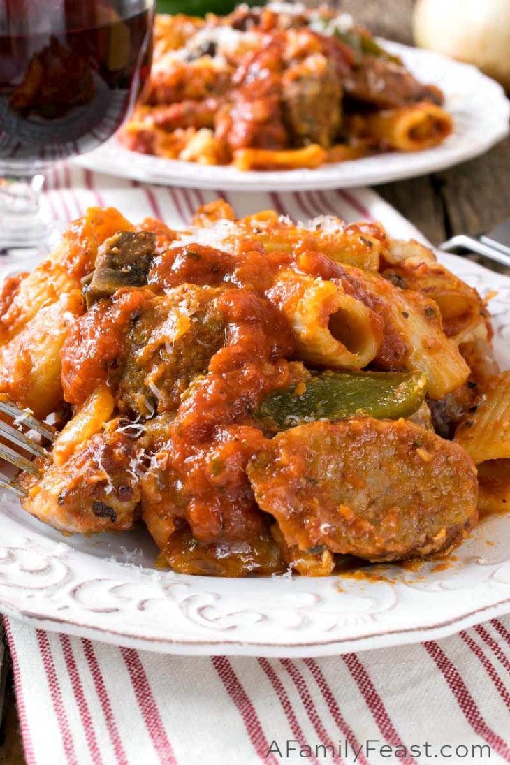 Baked Rigatoni with Italian Sausage and Meatballs - A Family Feast®