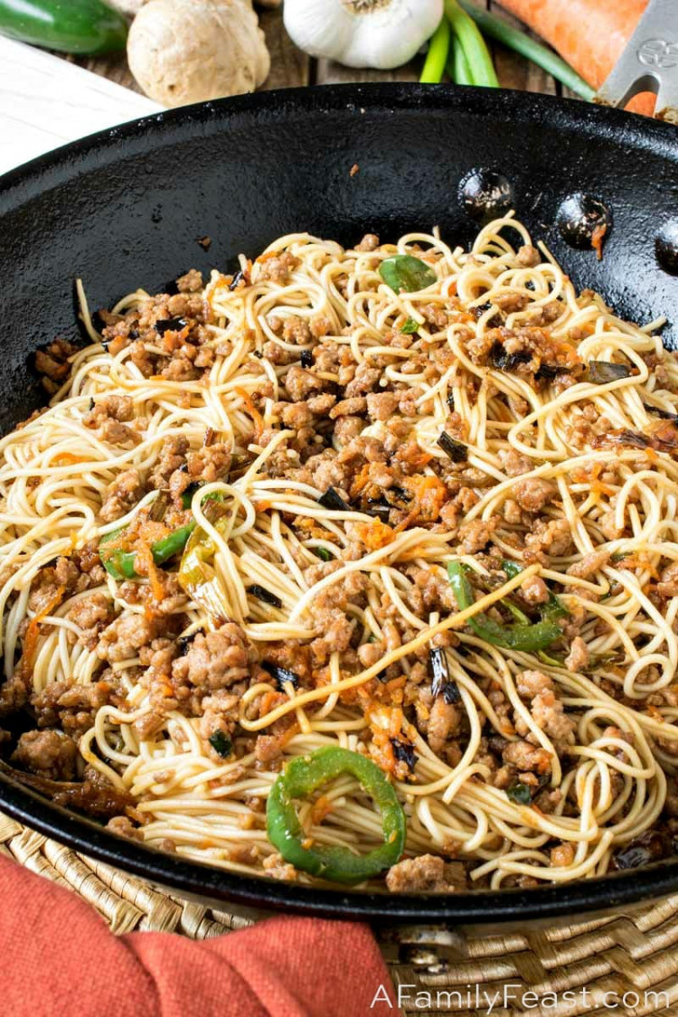 Scallion Noodles with Pork - A Family Feast®