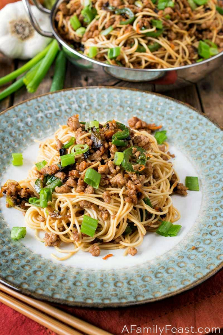 Scallion Noodles with Pork - A Family Feast®