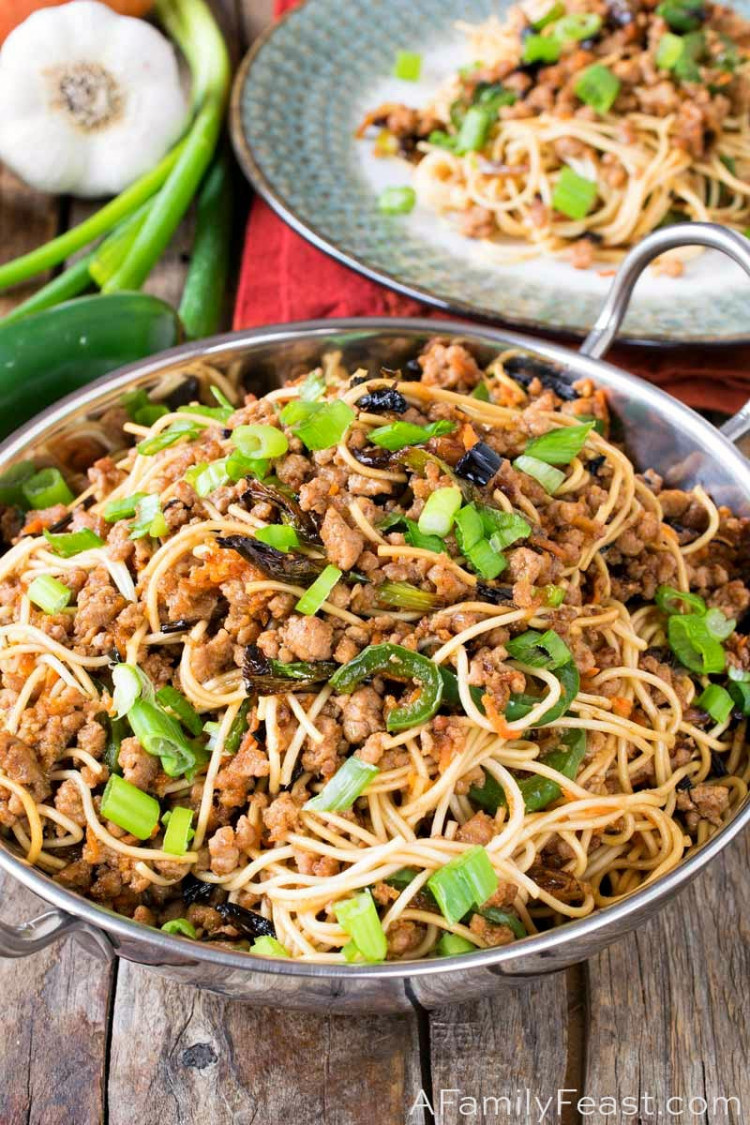 Scallion Noodles with Pork - A Family Feast®