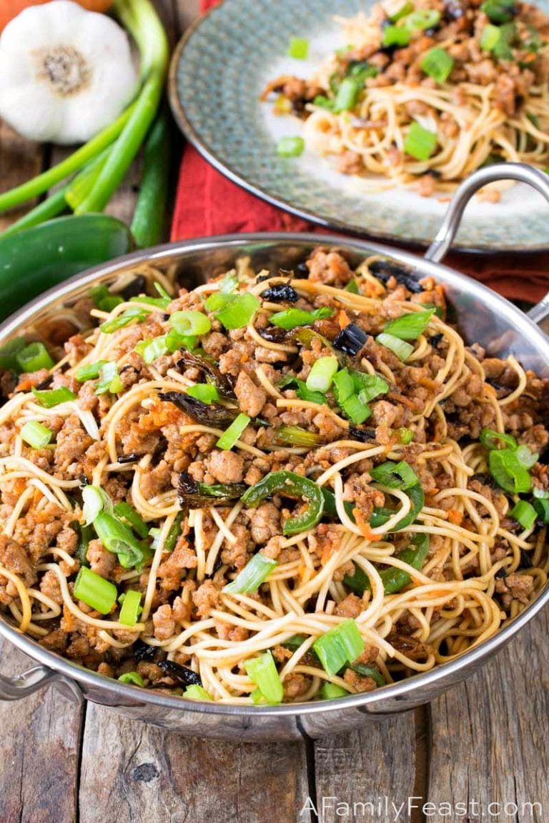 Scallion Noodles with Pork - A Family Feast®