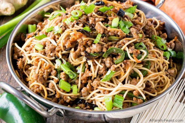 Scallion Noodles with Pork - A Family Feast®