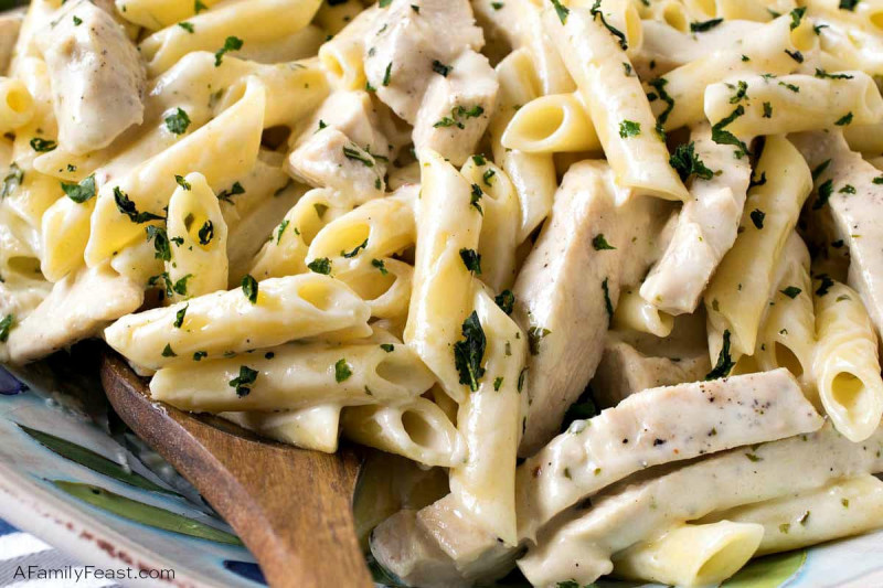Chicken & Penne with Basil Parmesan Cream Sauce - A Family Feast®