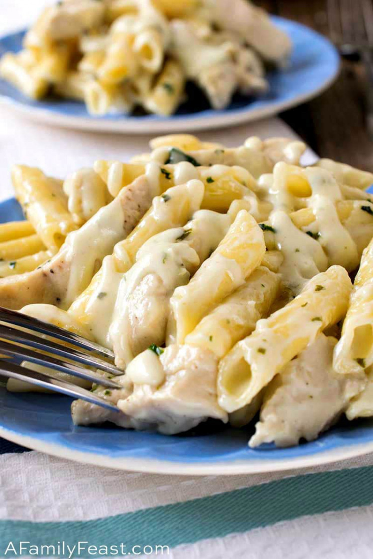 Chicken & Penne with Basil Parmesan Cream Sauce - A Family Feast®