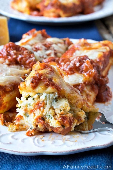 Four Cheese Baked Manicotti - A Family Feast®