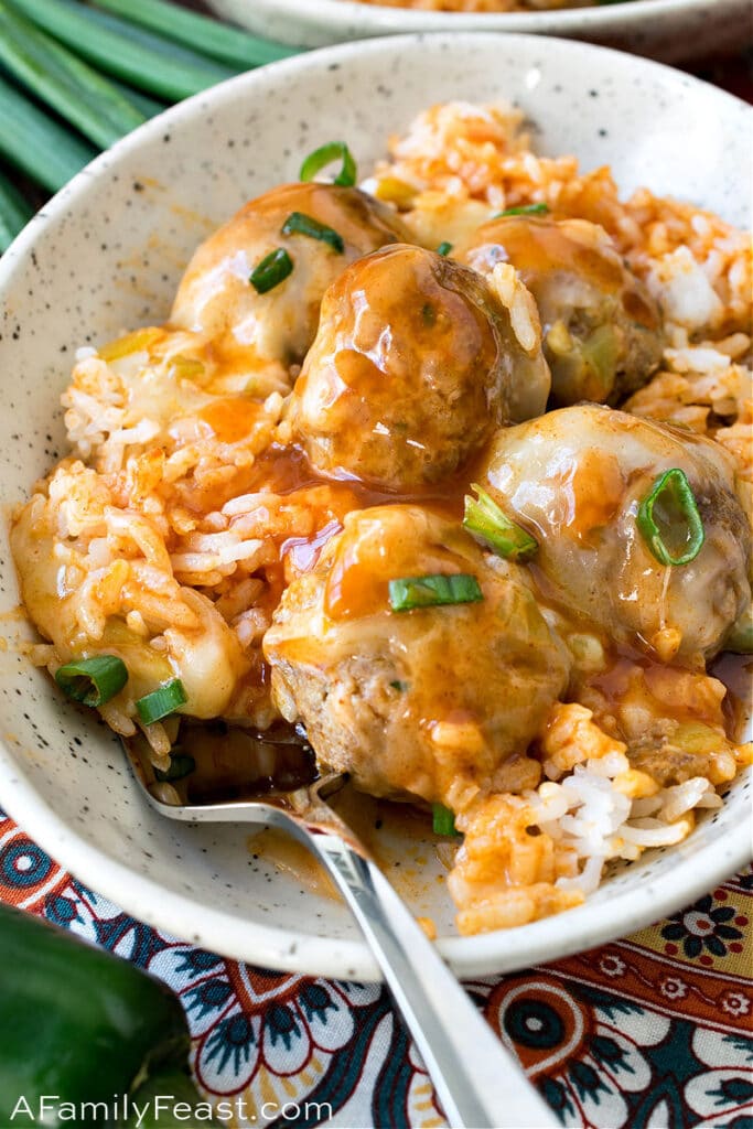 Baked Enchilada Meatballs - A Family Feast®