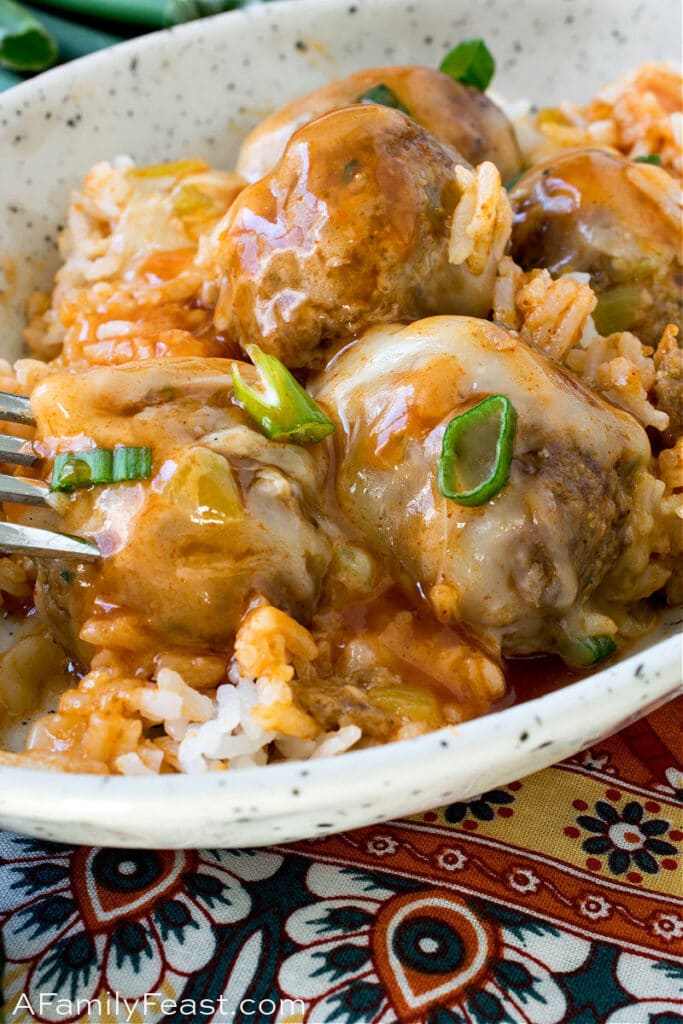 Baked Enchilada Meatballs - A Family Feast®