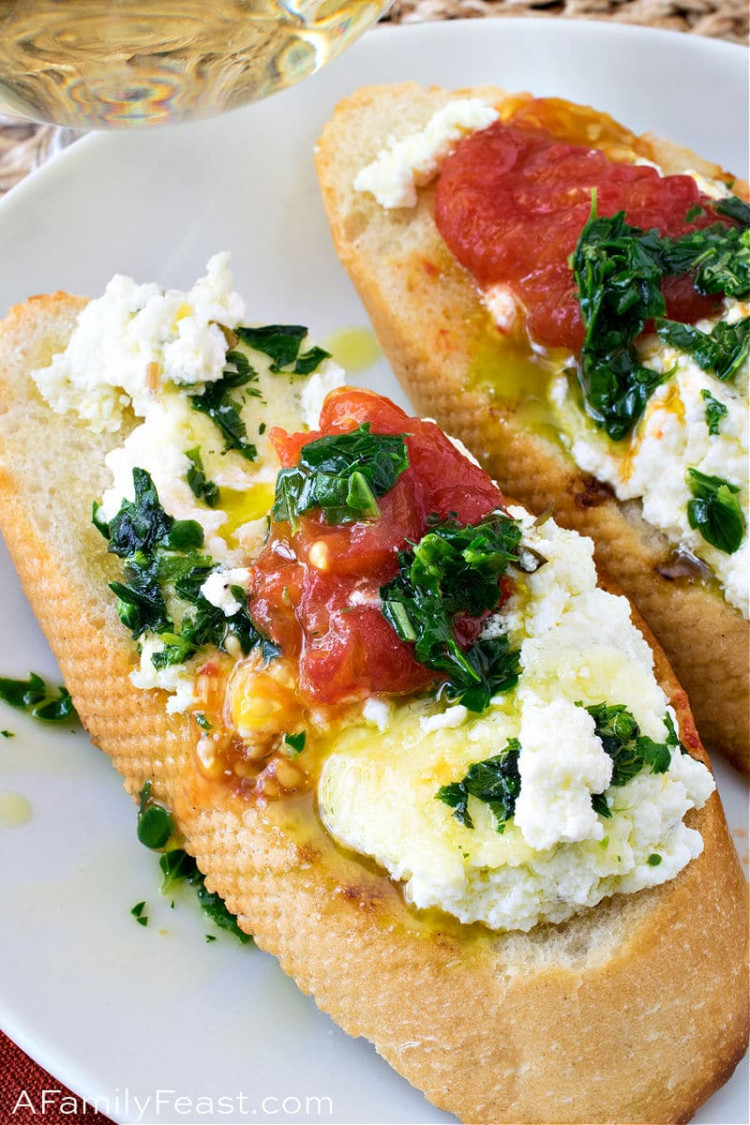 Baked Goat Cheese & Tomatoes - A Family Feast®