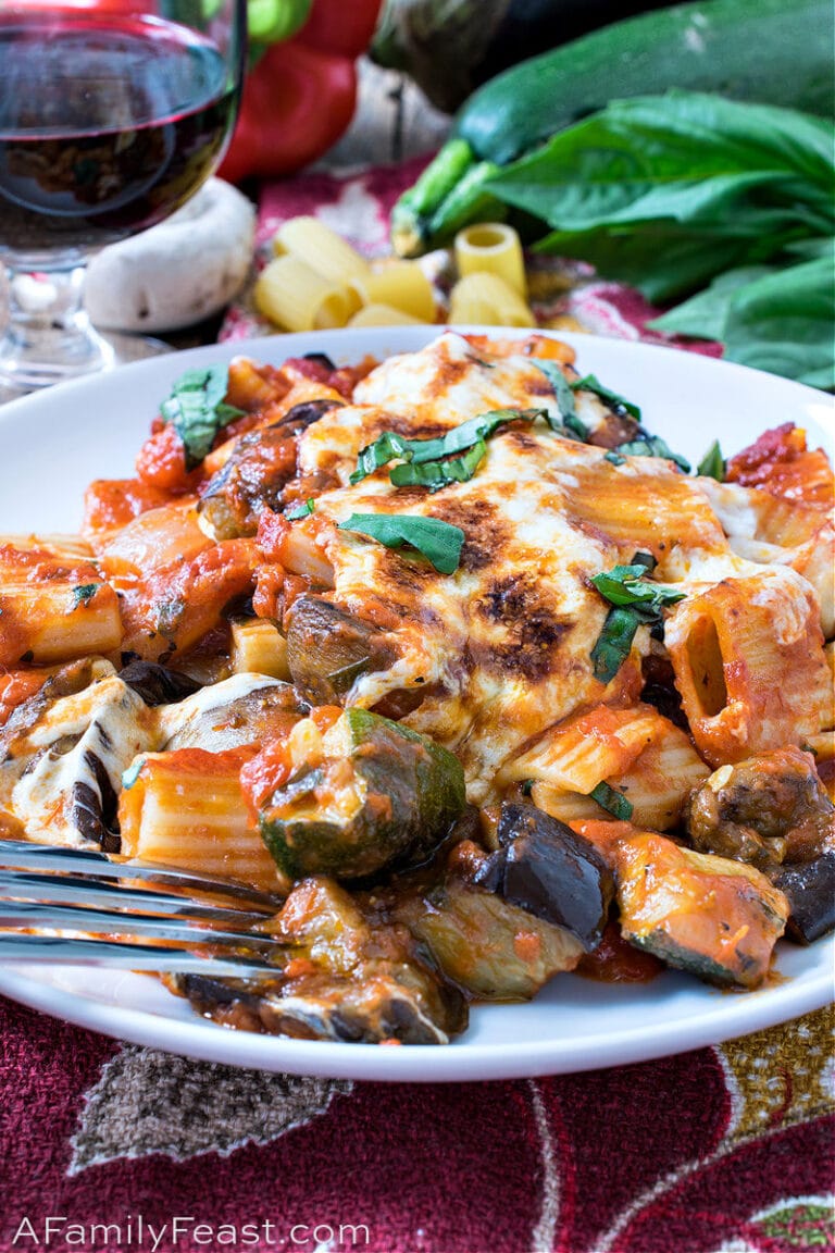 Baked Rigatoni with Roasted Summer Vegetables - A Family Feast®