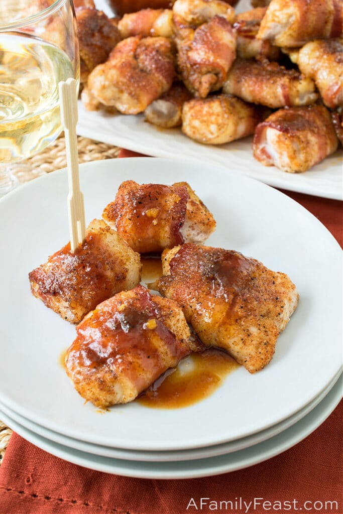 Bacon-Wrapped Chicken Bites - A Family Feast®