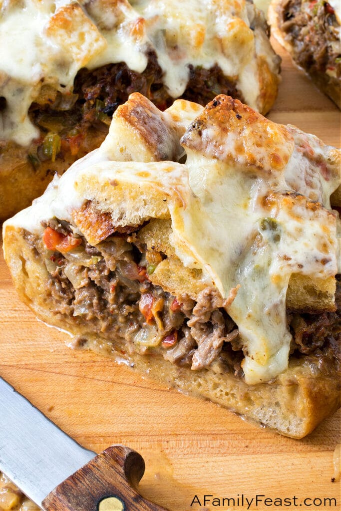 Cheesesteak Stuffed Bread - A Family Feast®
