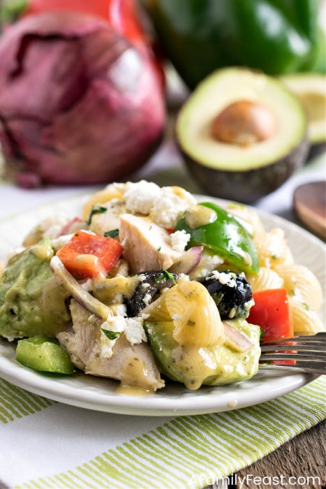 Avocado Chicken Pasta Salad - A Family Feast®