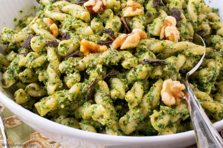 Sage Walnut Pesto Pasta - A Family Feast®