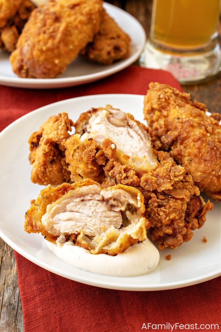 Fried Chicken Wings with Creamy Ranch Dip - A Family Feast®