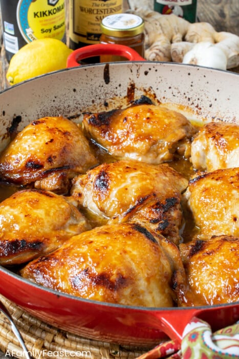 Oven Braised Honey Soy Chicken Thighs - A Family Feast®